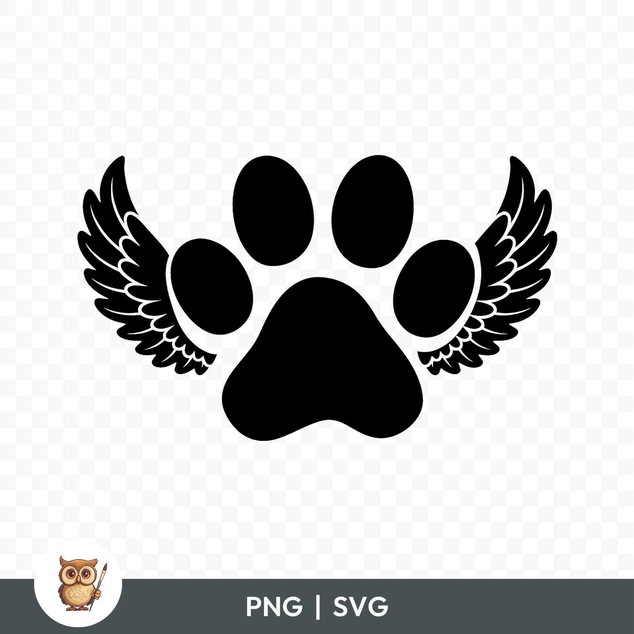 Dog Paw Print With Angel Wings SVG Bundle, Dog Paw Angel Wings Clipart ...