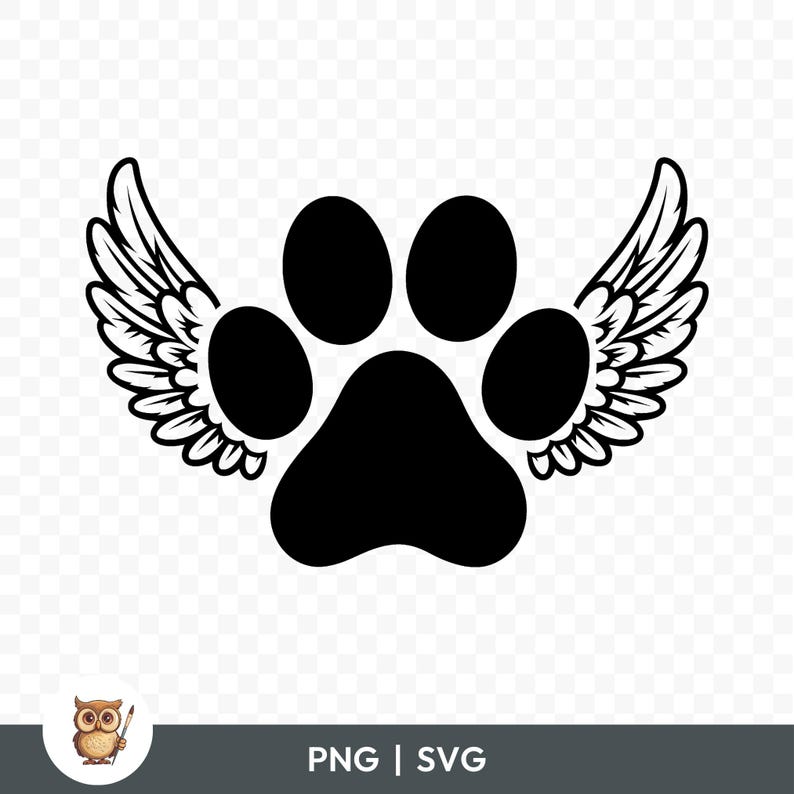 Dog Paw Print With Angel Wings SVG Bundle, Dog Paw Angel Wings Clipart ...