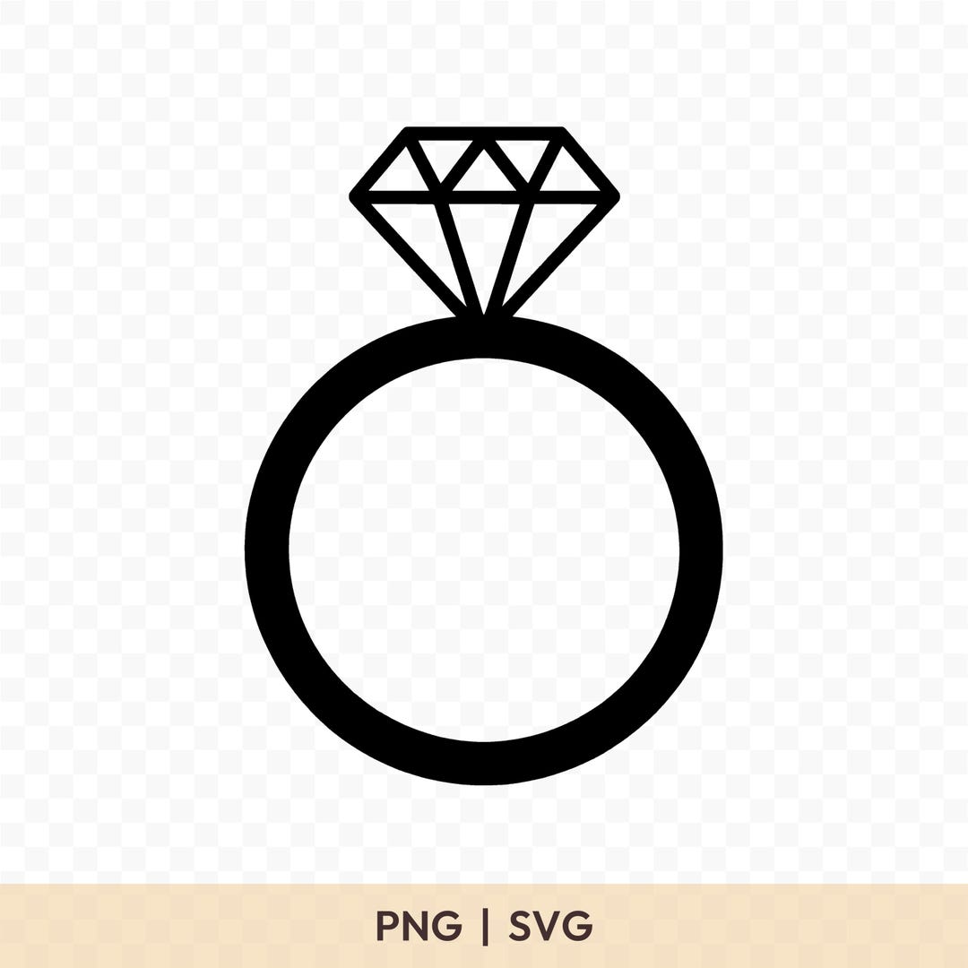 Diamond Ring Silhouette SVG: Cut File for Cricut, Silhouette, Digital ...