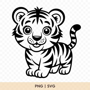 Cute Tiger SVG: Cute Tiger Cut File for Cricut, Tiger PNG, Digital ...