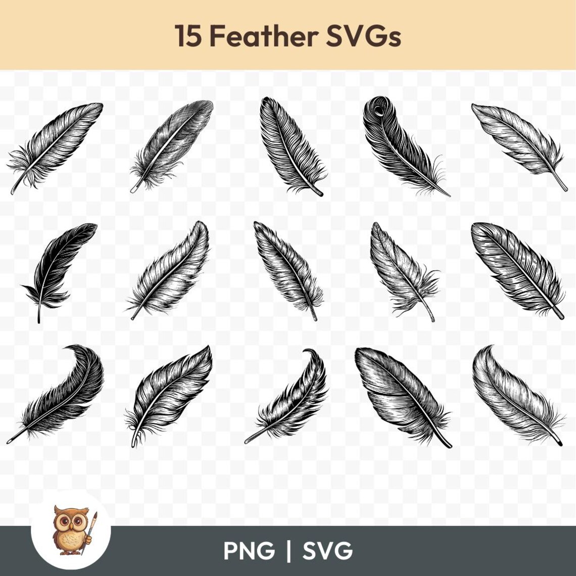 Feather SVG Bundle, Feather Clipart, 15 Feather Cut Files for Cricut ...