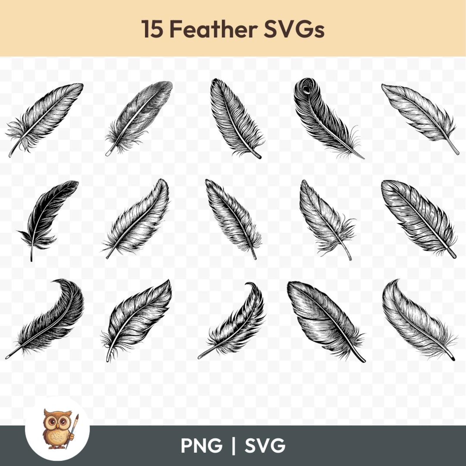 Feather SVG Bundle, Feather Clipart, 15 Feather Cut Files for Cricut ...