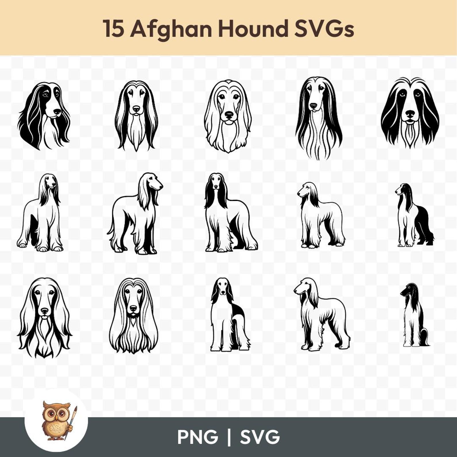 Afghan Hound SVG Bundle, Afghan Hound Clipart, 15 Afghan Hound Files ...