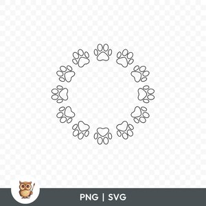 Dog Paw Frame SVG Bundle, Dog Paw Clipart, 15 Dog Paw Circle Frame Cut ...