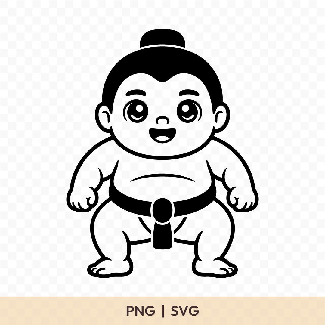 Cartoon Sumo SVG: Sumo Wrestler Cut File, Sumo PNG, Sumo Silhouette ...