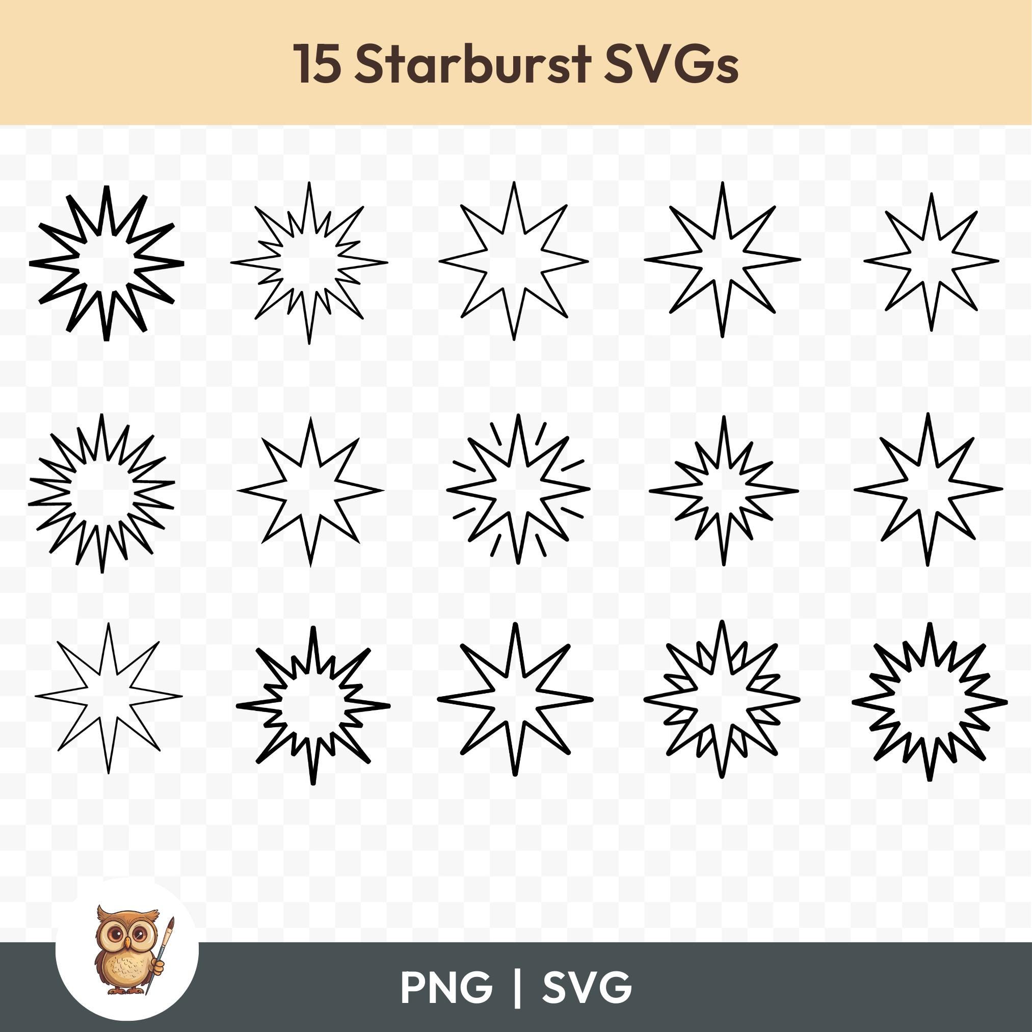Starburst SVG Bundle, Starburst Clipart, 15 Starburst Cut Files for ...