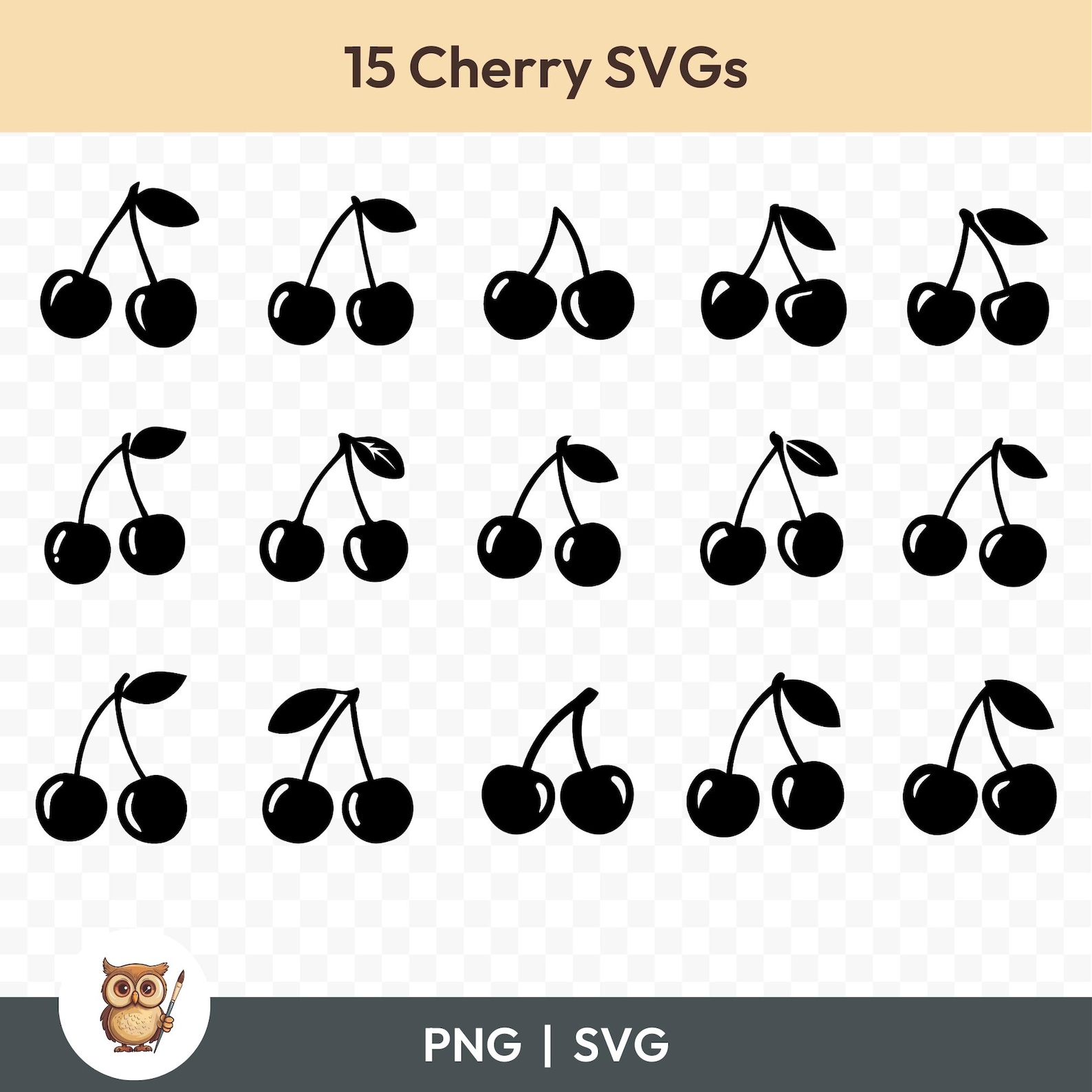 Cherry SVG Bundle, Cherries Clipart, 15 Cherries Cut Files for Cricut ...