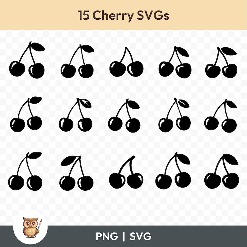Cherry SVG Bundle, Cherries Clipart, 15 Cherries Cut Files for Cricut ...
