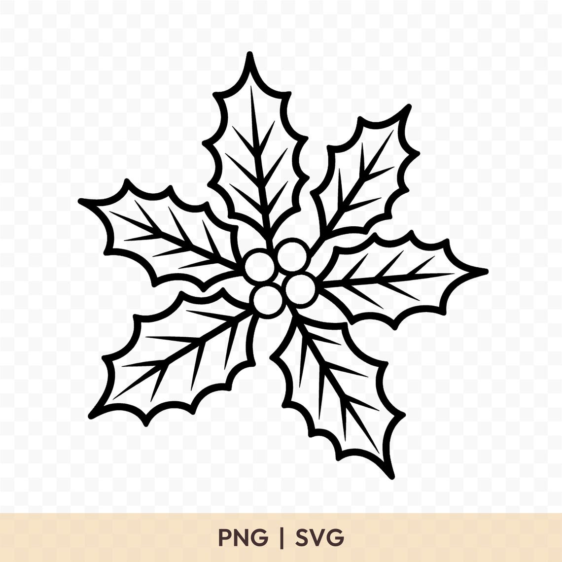 Christmas Holly SVG: Holly Cut File, Holly PNG, Holly Silhouette, Holly ...
