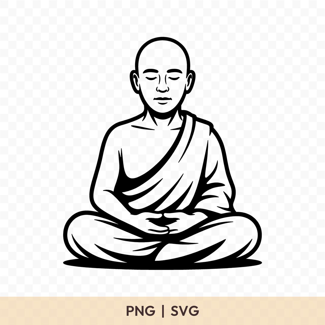 Meditating Monk SVG: Cut File for Cricut, Silhouette, Digital Download ...