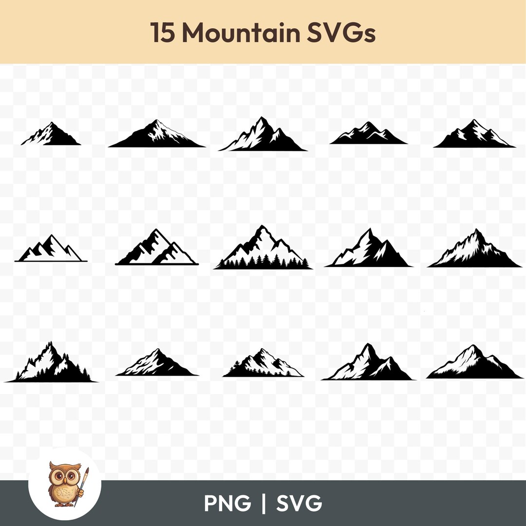Mountain SVG Bundle, Mountain Clipart, 15 Mountain Cut Files for Cricut ...