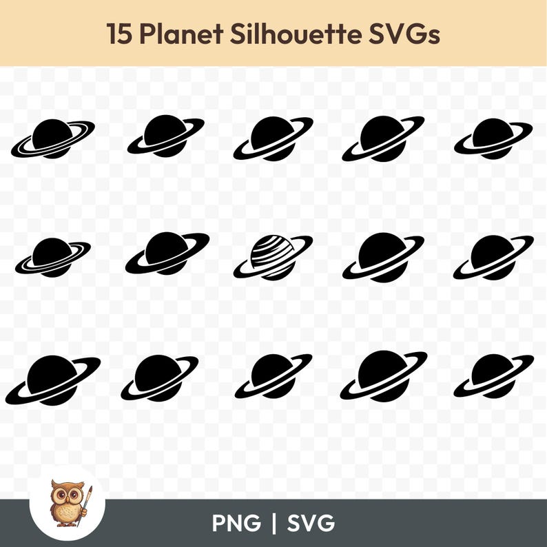 Planet Silhouette SVG Bundle, Planet Clipart, 15 Planet Cut Files for ...