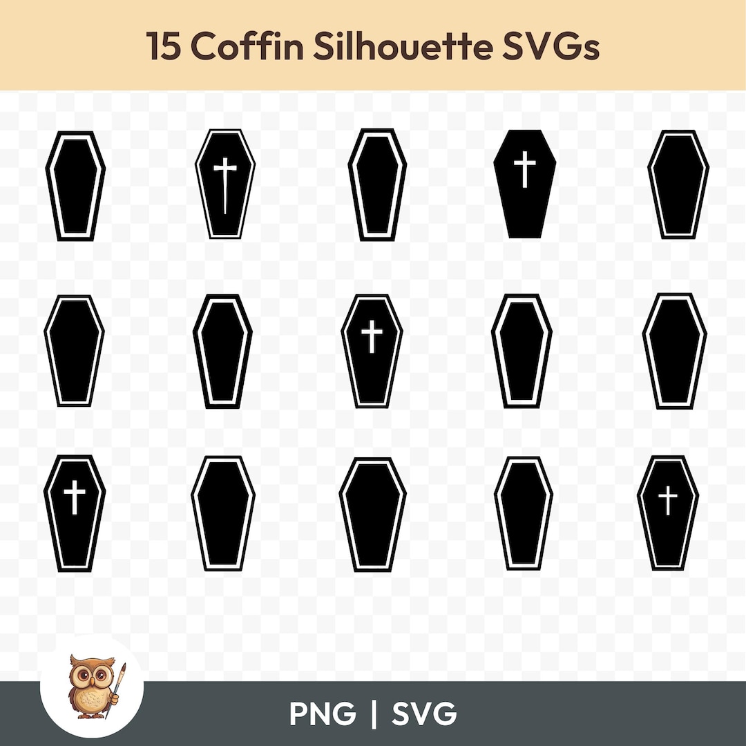 Coffin Silhouette SVG Bundle, Coffin Clipart, 15 Coffin Cut Files for ...