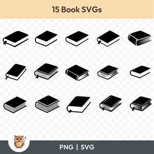 Book SVG Bundle, Book Clipart, 15 Book Cut Files for Cricut, PNG and ...