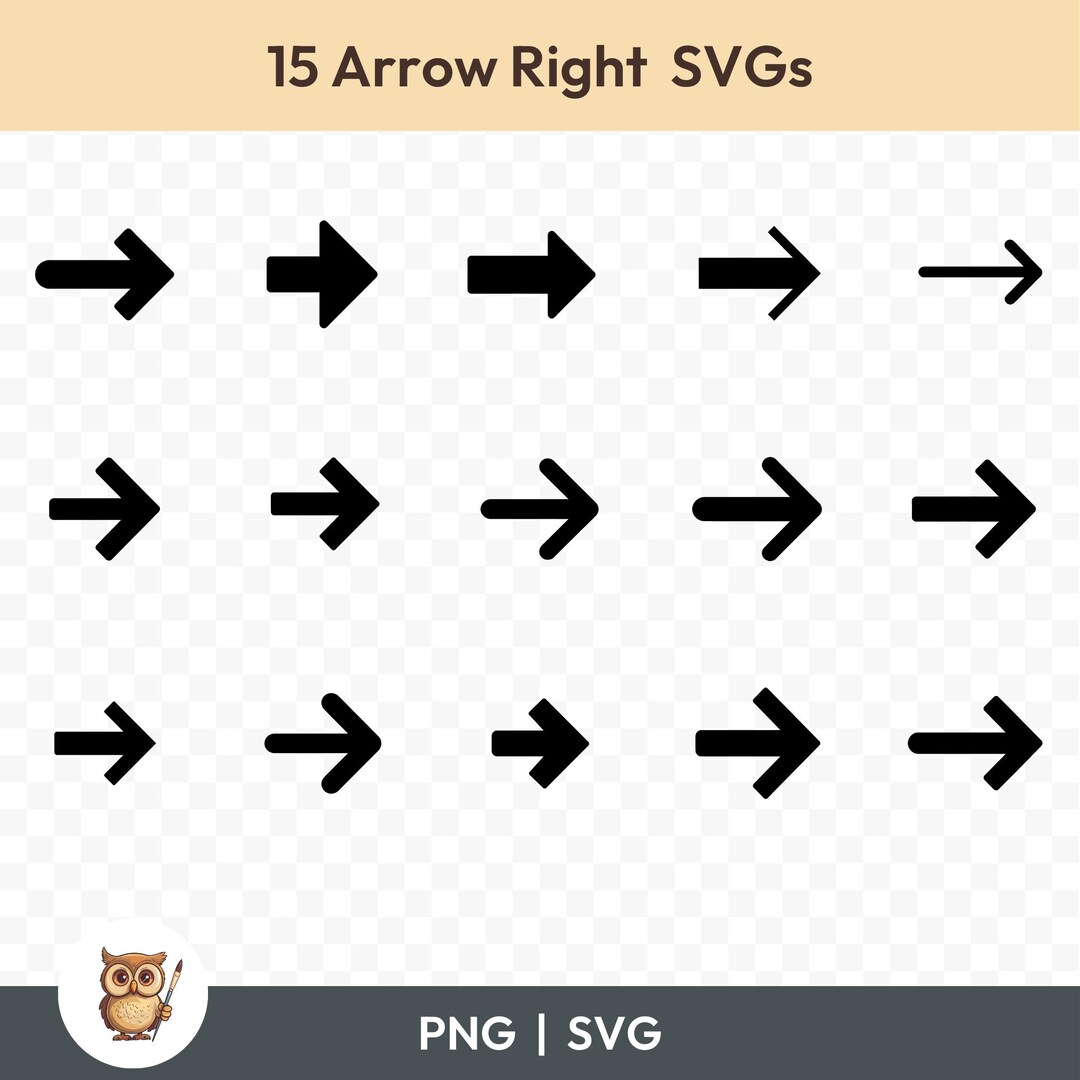 Right Arrow SVG Bundle, Right Arrow Clipart, 15 Arrow Silhouette Cut ...