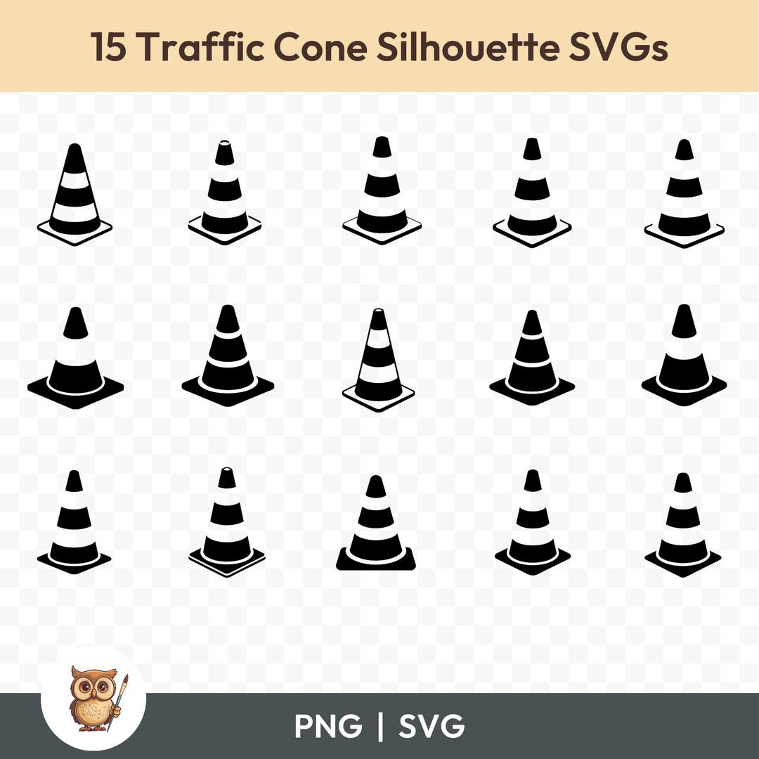 Traffic Cone Silhouette SVG Bundle, Traffic Cone Silhouette Clipart, 15 Traffic Cone Cut Files ...