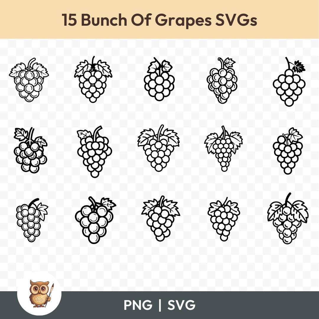Bunch of Grapes SVG Bundle, Grapes Clipart, 15 Grapes Cut Files for ...