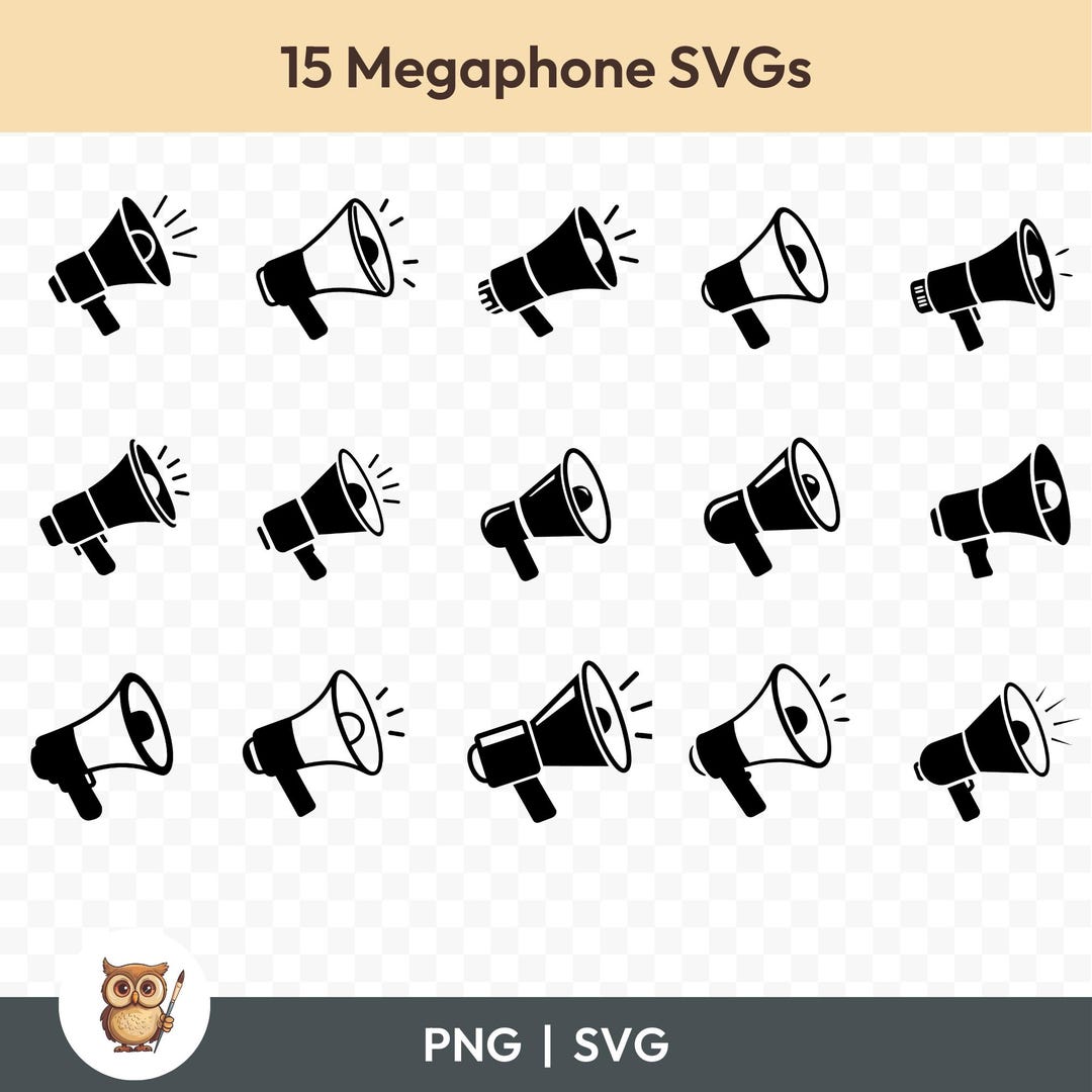Megaphone SVG Bundle, Megaphone Clipart, 15 Megaphone Cut Files for ...
