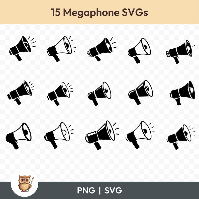 Megaphone SVG Bundle, Megaphone Clipart, 15 Megaphone Cut Files for ...
