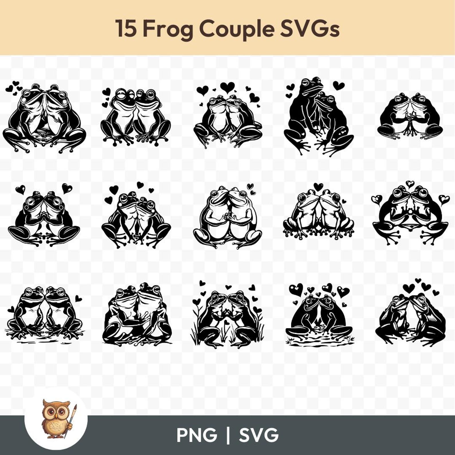 Frog Couple SVG Bundle, Frog Couple Clipart, 15 Frog Couple Files for ...