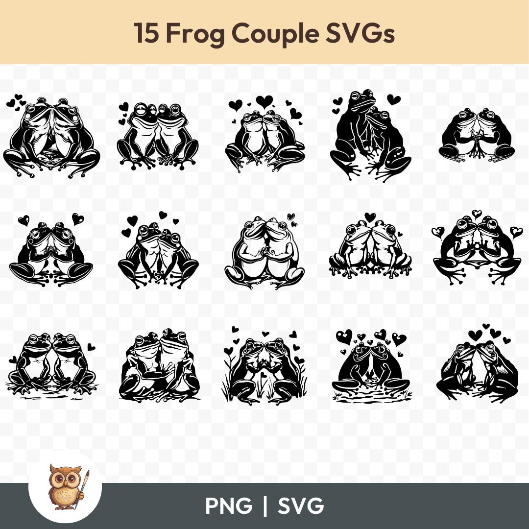 Frog Couple SVG Bundle, Frog Couple Clipart, 15 Frog Couple Files for ...