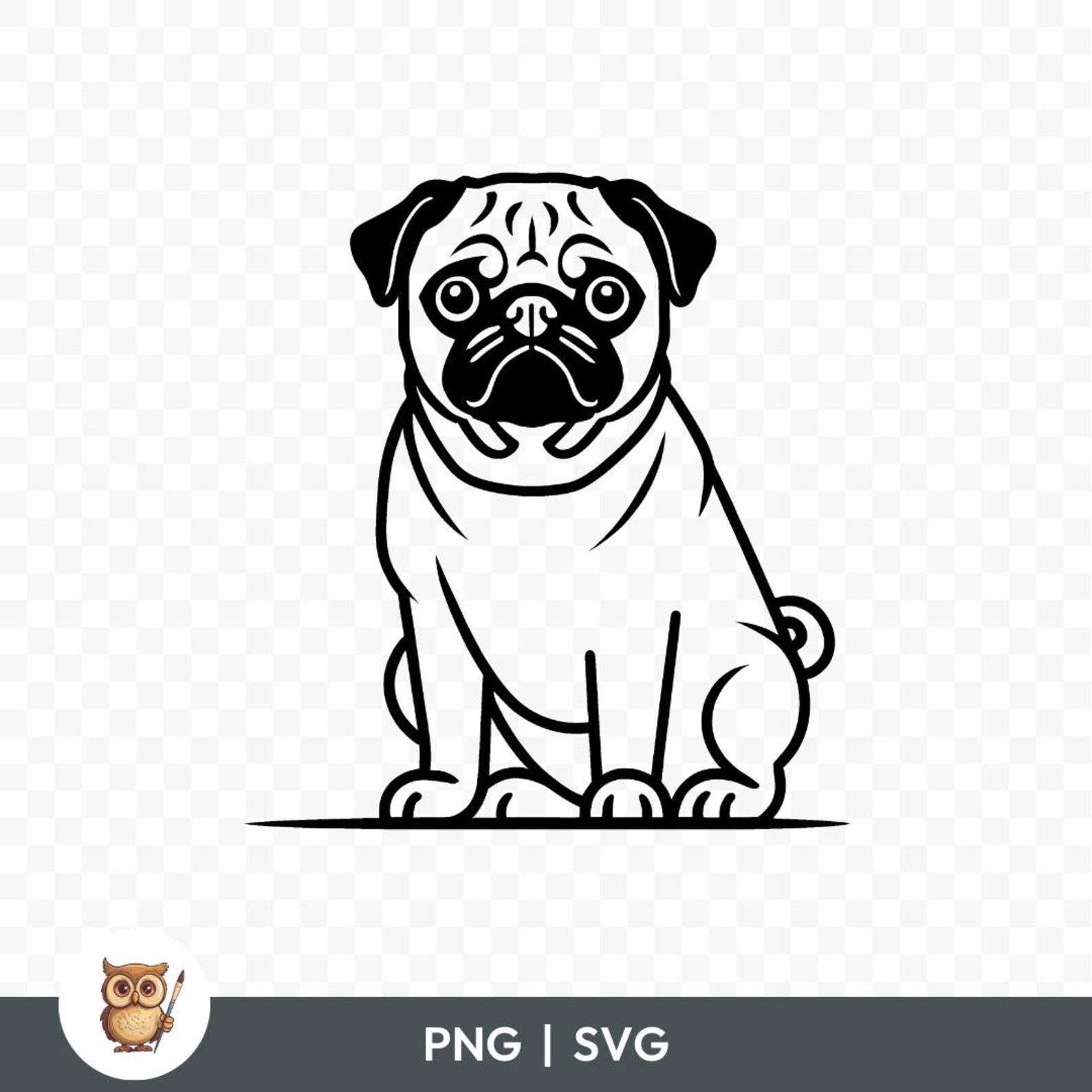 Cute Pug SVG Bundle, Pug Clipart, 15 Pug Cut Files for Cricut, PNG and ...