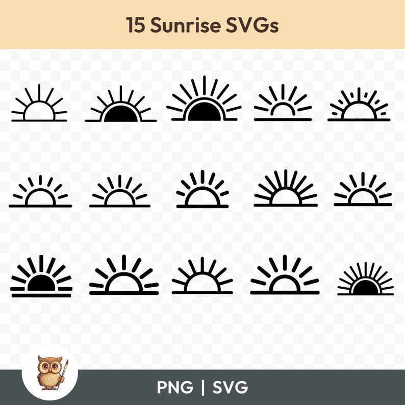 Sunrise SVG Bundle, Sun Clipart, 15 Sunrise Cut Files for Cricut, PNG ...