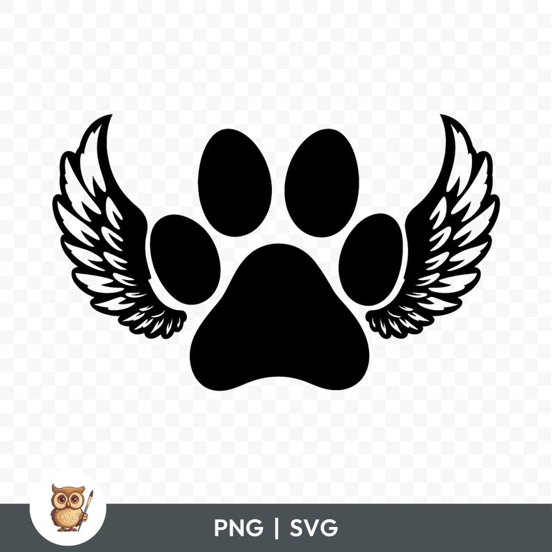Dog Paw Print With Angel Wings SVG Bundle, Dog Paw Angel Wings Clipart ...