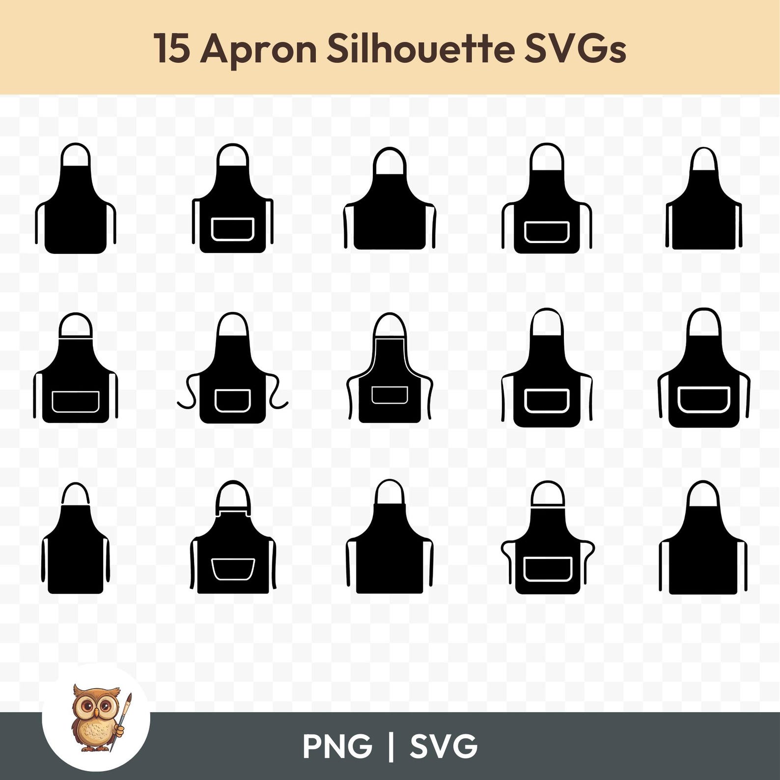 Apron Silhouette SVG Bundle, Apron Clipart, 15 Apron Cut Files for ...