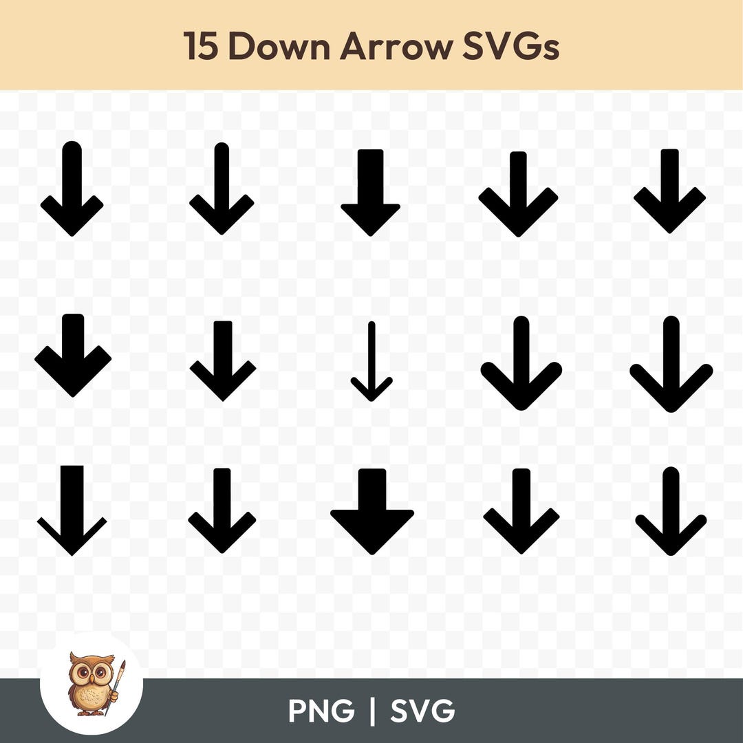 Down Arrow SVG Bundle, Down Arrow Clipart, 15 Arrow Silhouette Cut ...