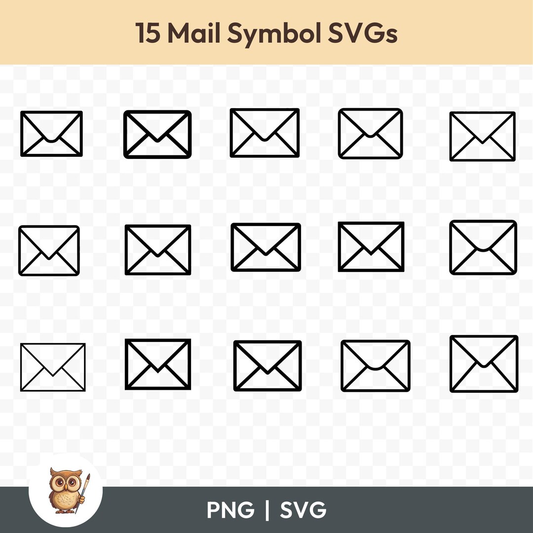 Mail Symbol SVG Bundle, Envelope Symbol Clipart, 15 Email Symbol Cut ...