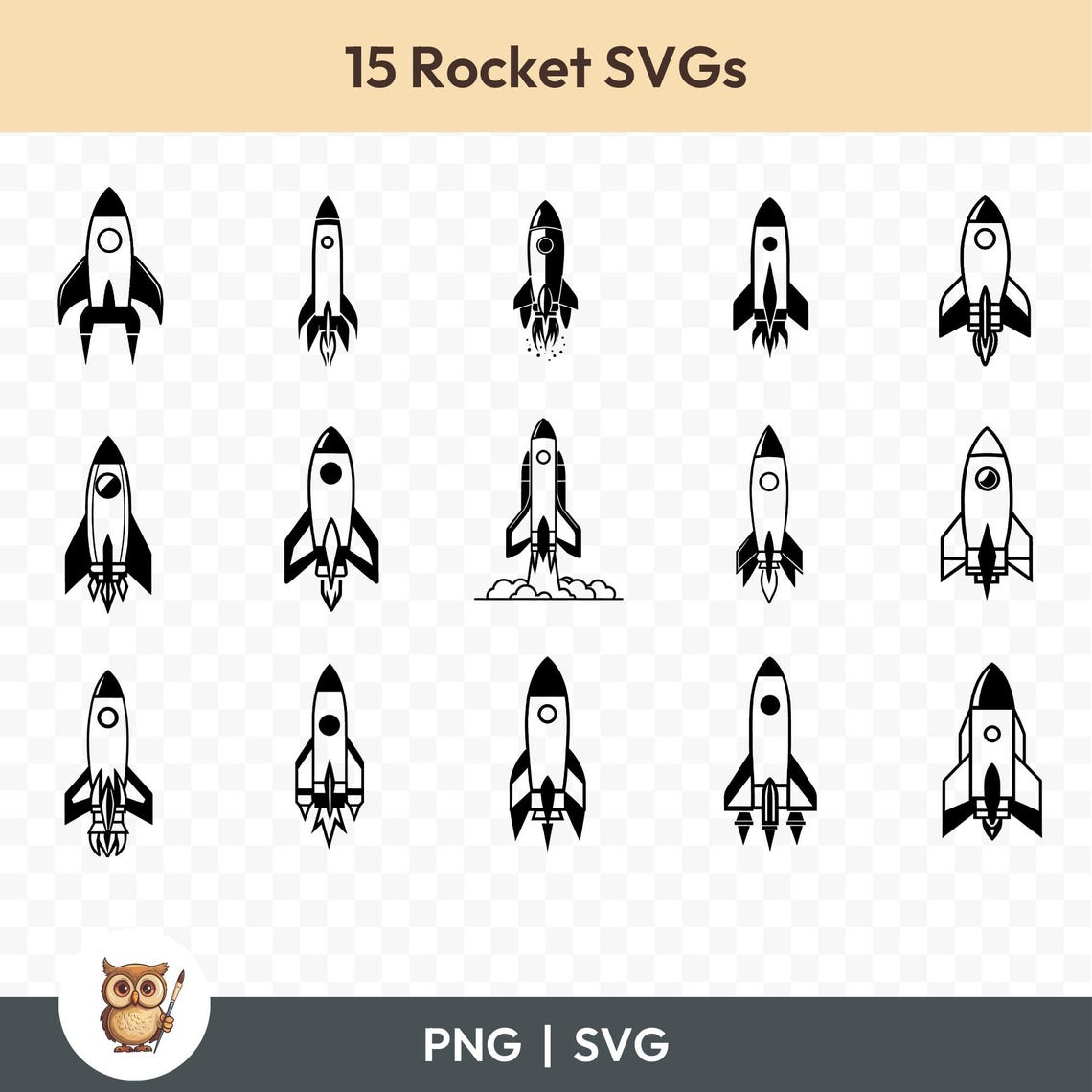 Rocket SVG Bundle, Rocket Clipart, 15 Rocket Cut Files for Cricut, PNG ...