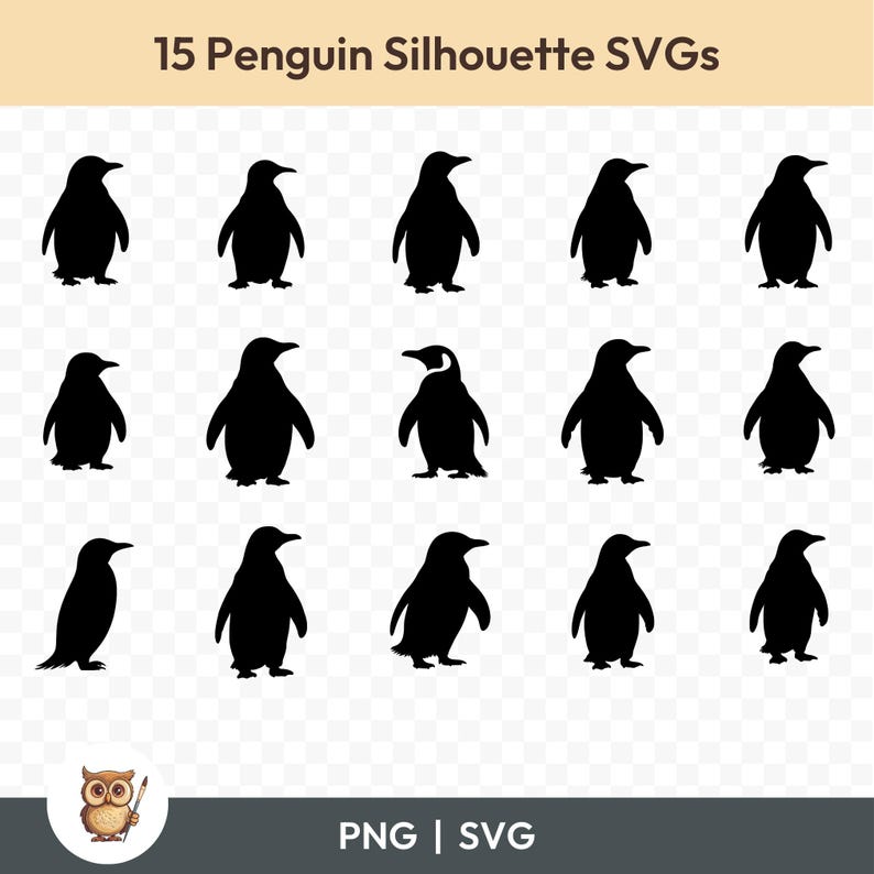 Penguin Silhouette SVG Bundle, Penguin Clipart, 15 Penguin Cut Files ...