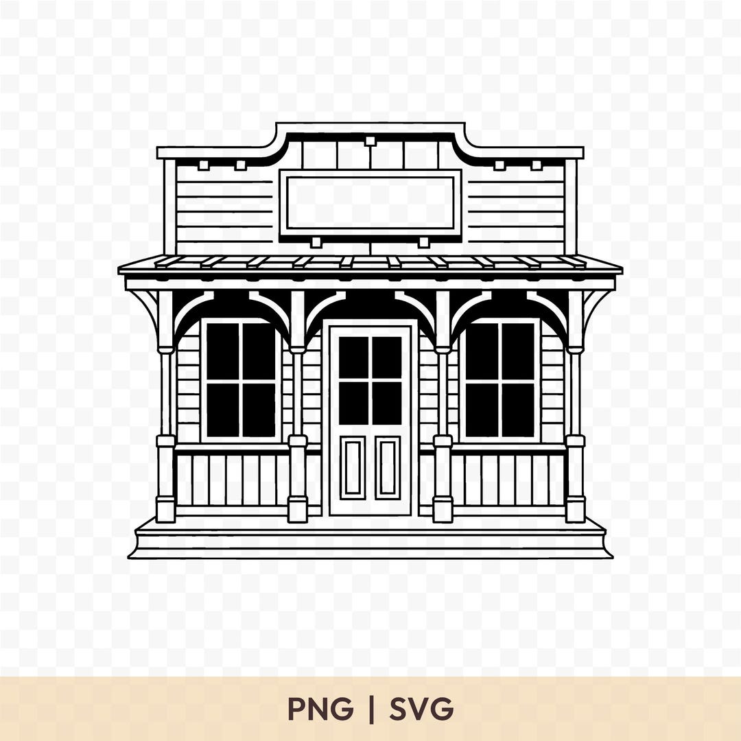 Saloon Front SVG: Saloon Cut File for Cricut, Saloon Outline, Saloon ...