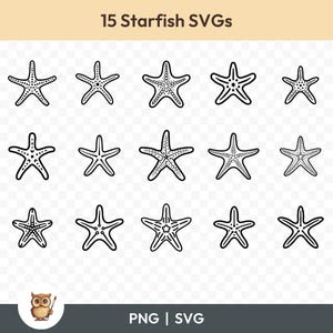 Starfish SVG Bundle, Starfish Clipart, 15 Star Fish Cut Files for ...