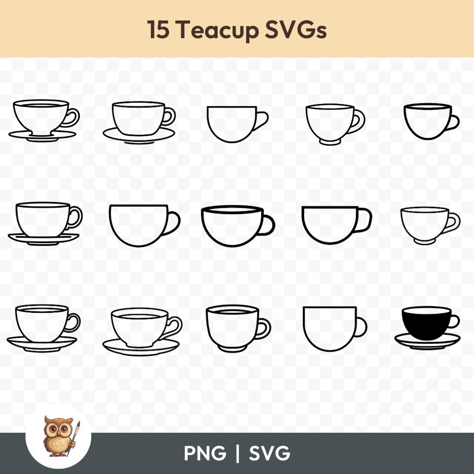 Teacup SVG Bundle, Teacup Clipart, 15 Teacup Cut Files for Cricut, PNG ...