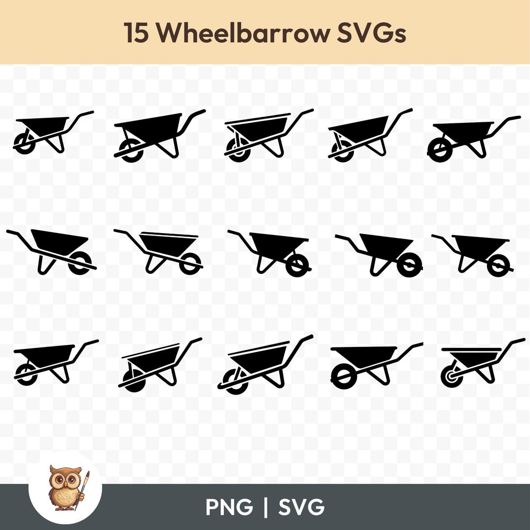 Wheelbarrow SVG Bundle, Wheelbarrow Clipart, 15 Wheelbarrow Cut Files ...