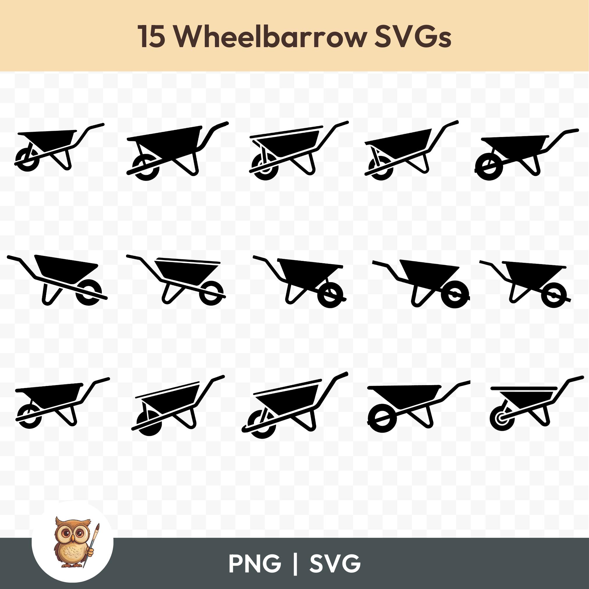 Wheelbarrow SVG Bundle, Wheelbarrow Clipart, 15 Wheelbarrow Cut Files ...