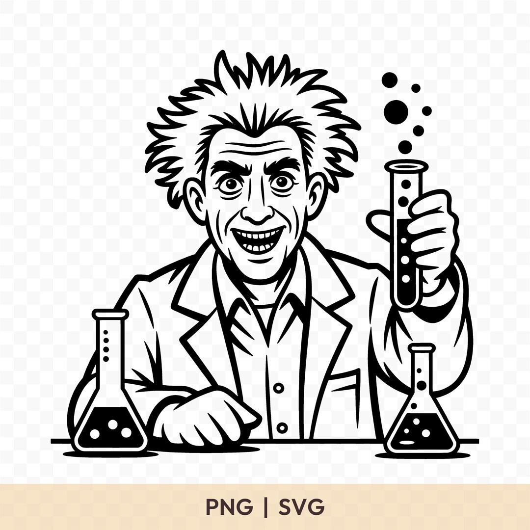 Mad Scientist SVG: Cut File for Cricut, Silhouette, Digital Download ...