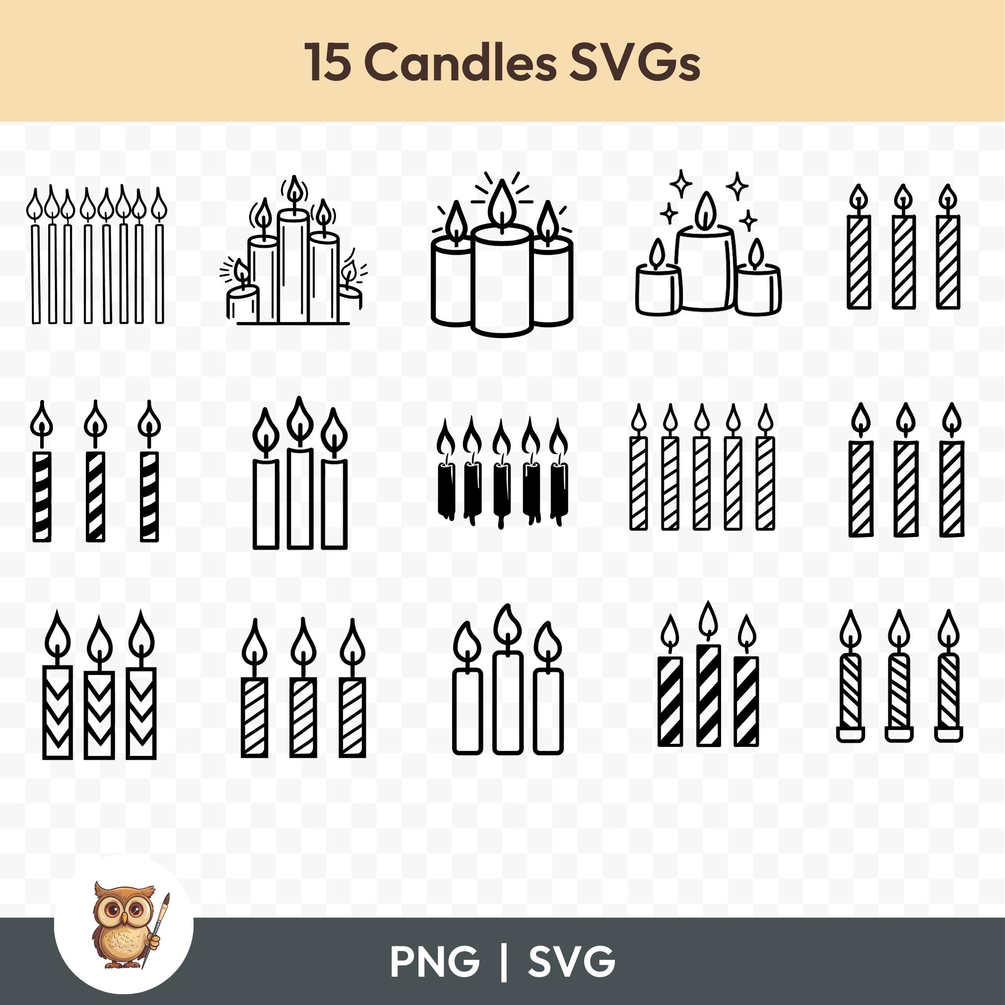 Candles SVG Bundle, Candles Clipart, 15 Candles Cut Files for Cricut ...