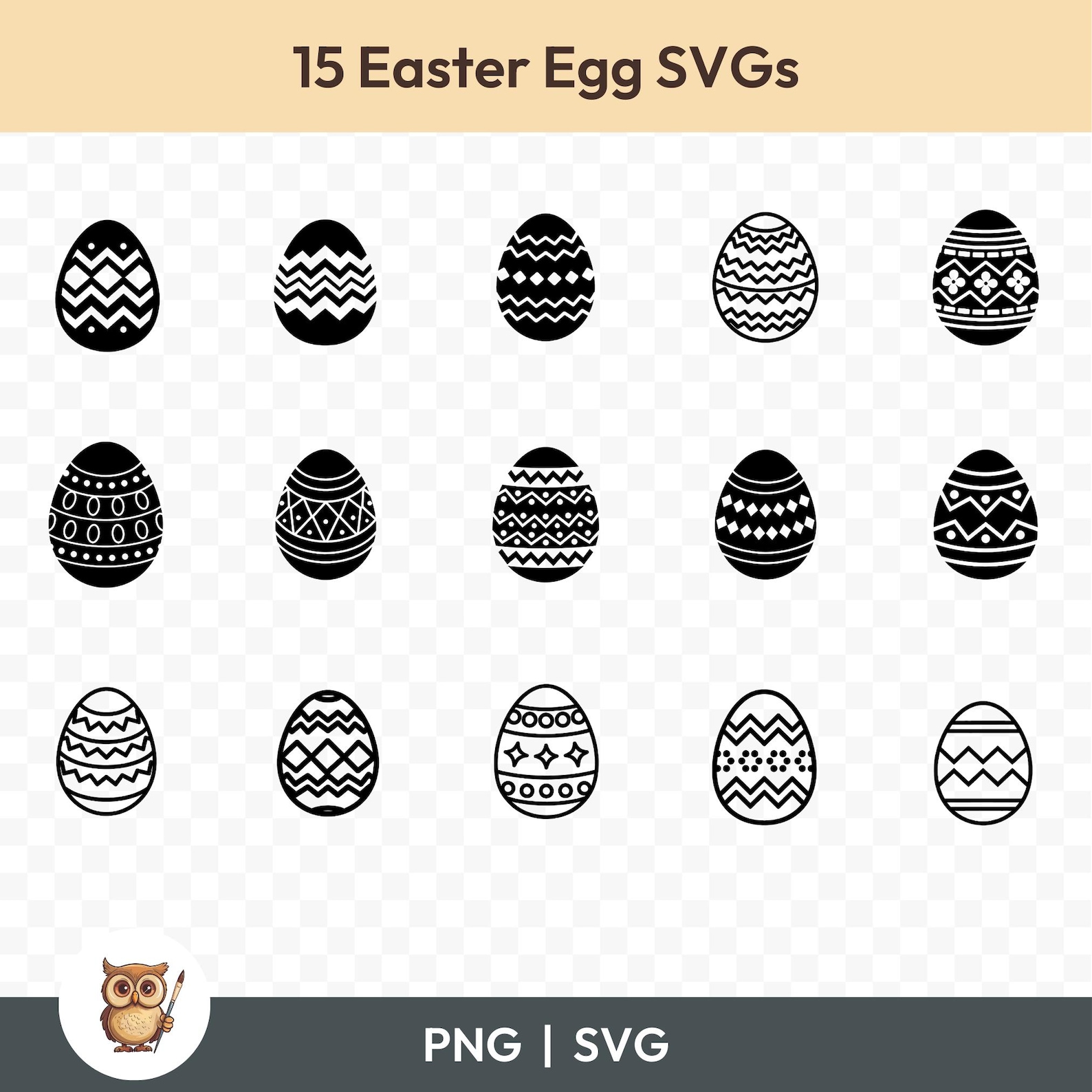 Easter Egg SVG Bundle, Easter Egg Clipart, 15 Easter Egg Cut Files for ...