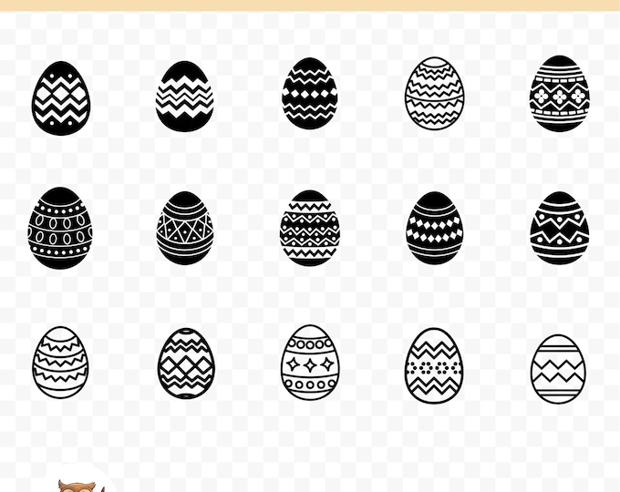 Lineart Easter Eggs PNG & SVG Bundle, Easter Egg SVG, Easter Egg Digi ...