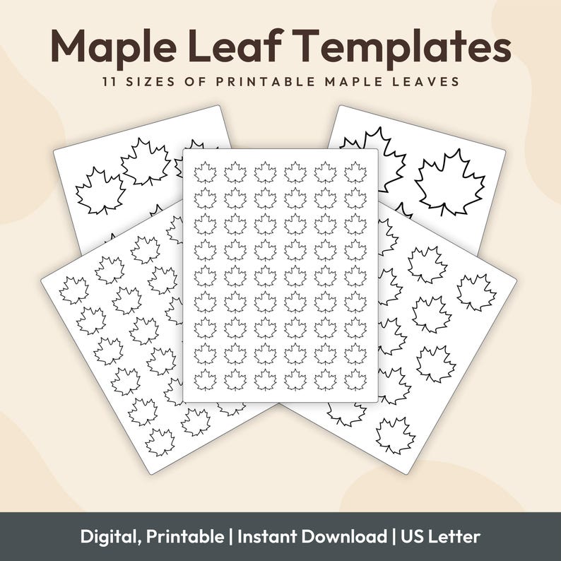 Maple Leaf Shape Template Printable PDF: Maple Leaf Cutouts, Tracing ...