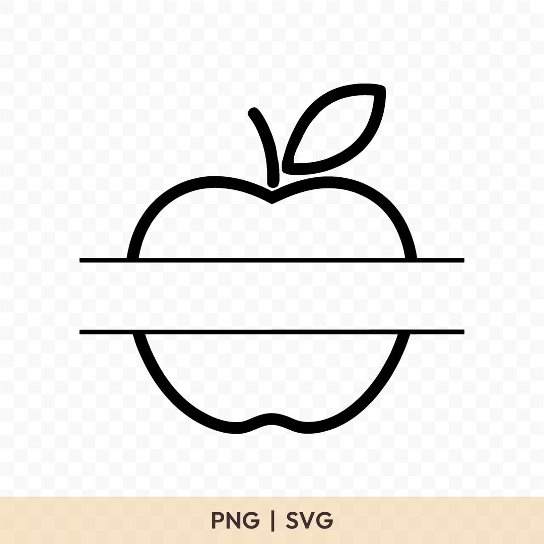 Apple Split Monogram SVG: Apple Cut File for Cricut, Apple Monogram PNG ...