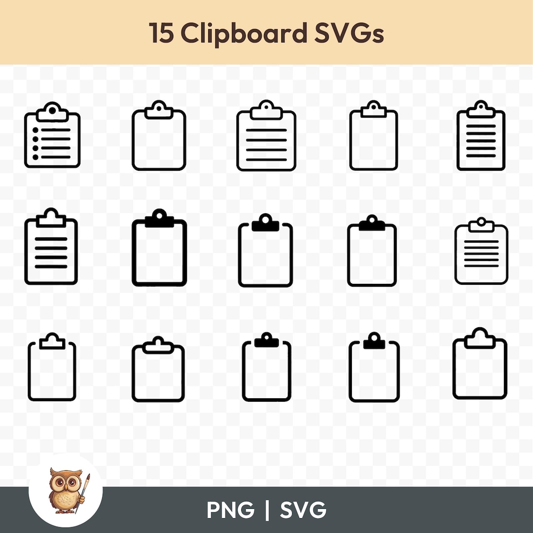 Clipboard SVG Bundle, Clipboard Clipart, 15 Clipboard Cut Files for ...