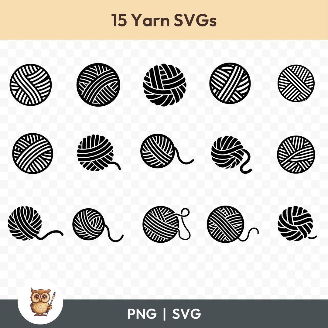 Ball of Yarn SVG Bundle, Knitting Yarn Clipart, 15 Yarn Cut Files for ...