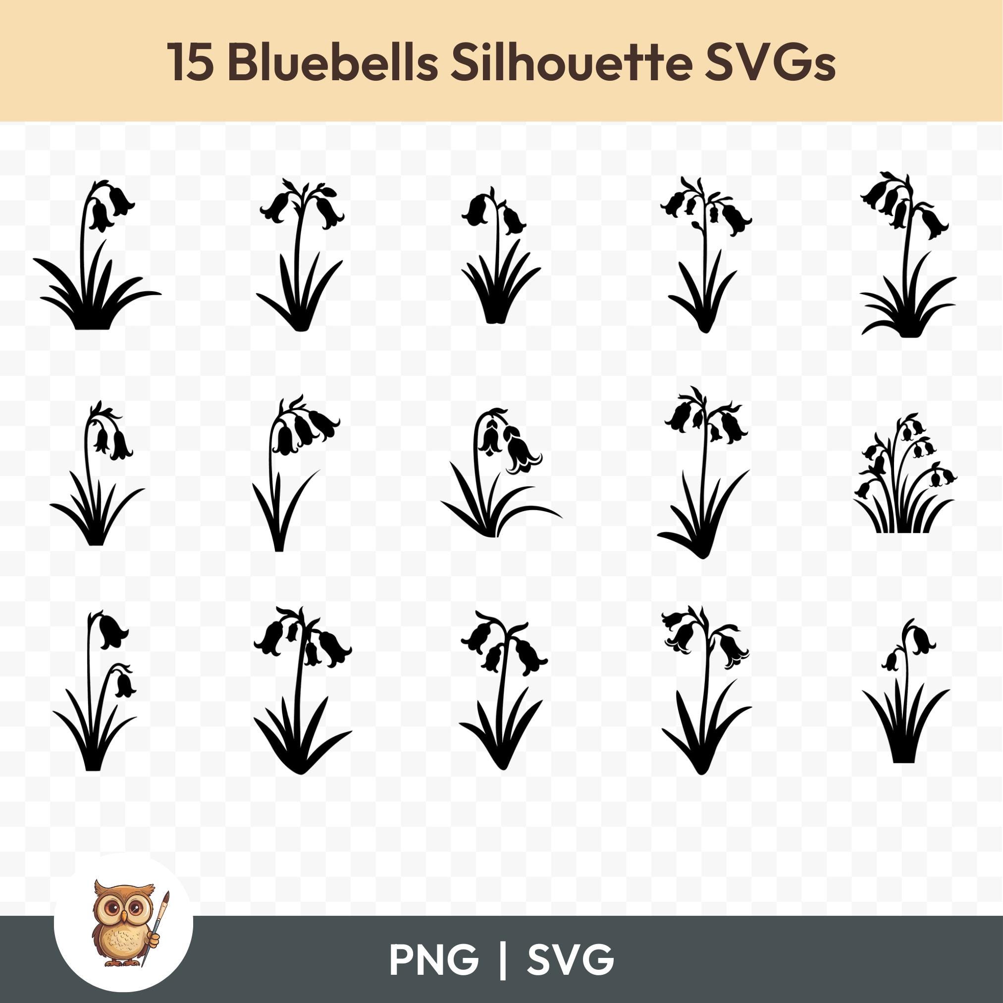 Bluebells Silhouette SVG Bundle, Bluebells Clipart, 15 Bluebells Cut ...