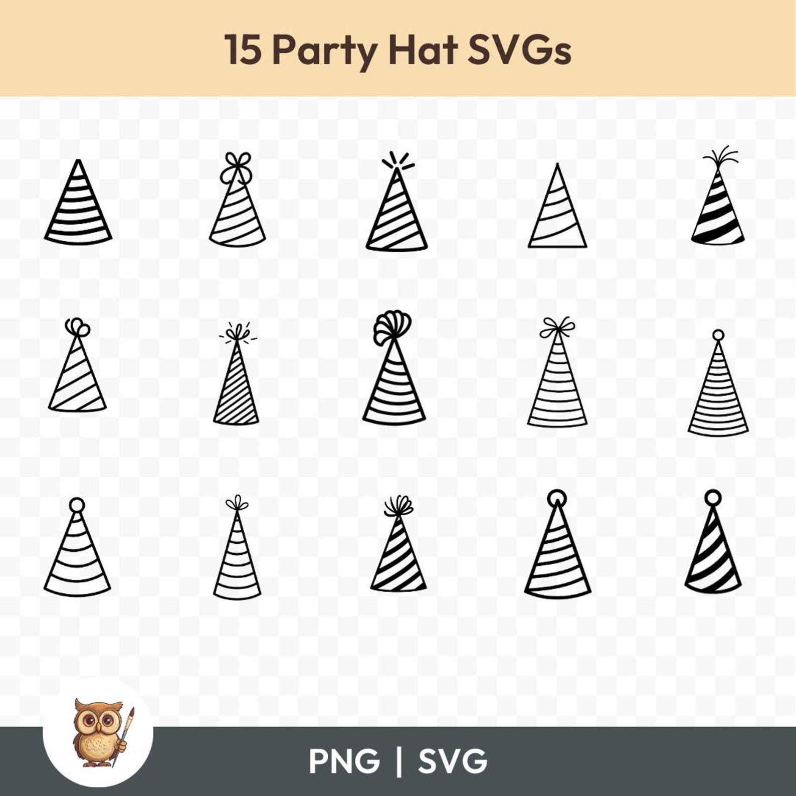 Party Hat SVG Bundle, Party Hat Clipart, 15 Party Hat Cut Files for ...