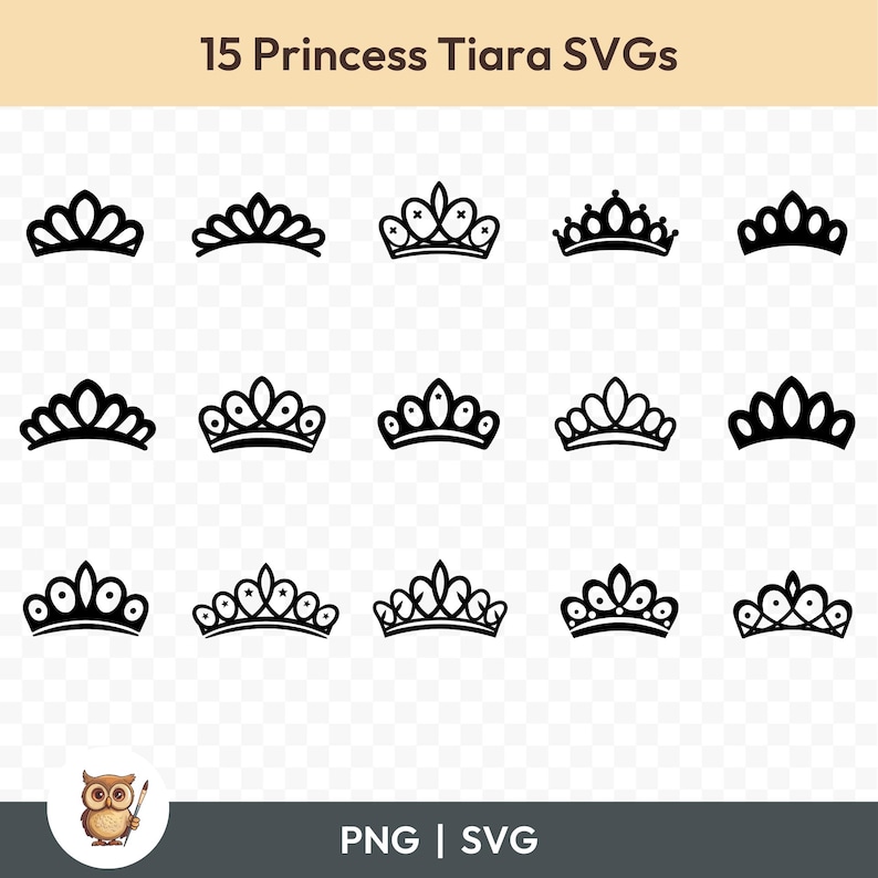 Princess Tiara SVG Bundle, Tiara Clipart, 15 Princess Tiara Cut Files ...