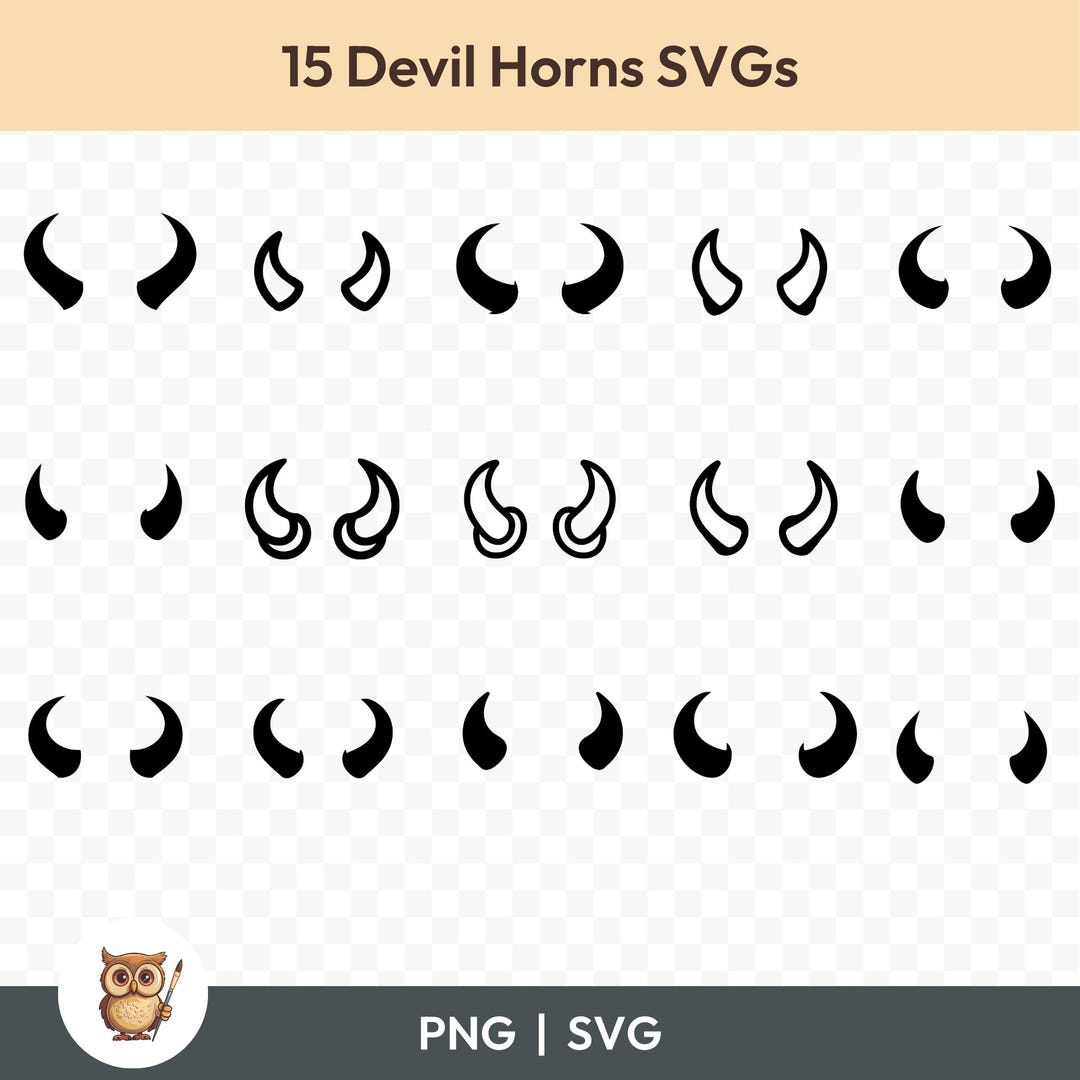 Devil Horns SVG Bundle, Horns Clipart, 15 Devil Horns Cut Files for ...